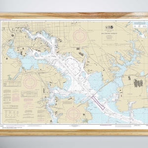 Baltimore Harbor Nautical Map (NOAA) | Nautical Chart | Coastal Wall ...
