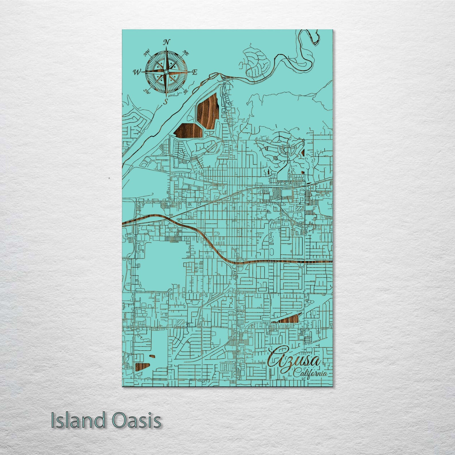 Azusa California Map: Wood Engraved Wall Art - Etsy