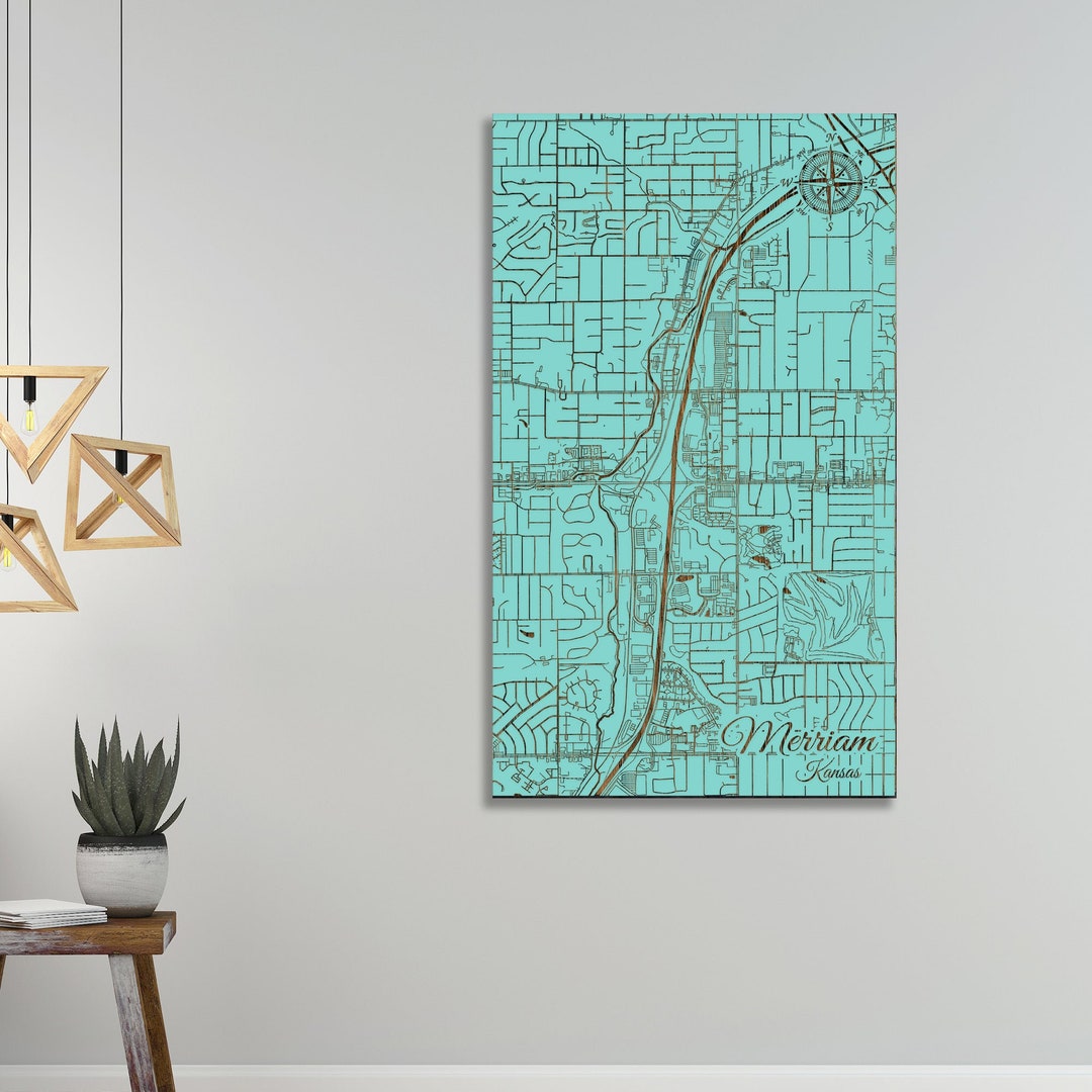 Kansas: Merriam Street Map| Wood Wall Decor - Etsy