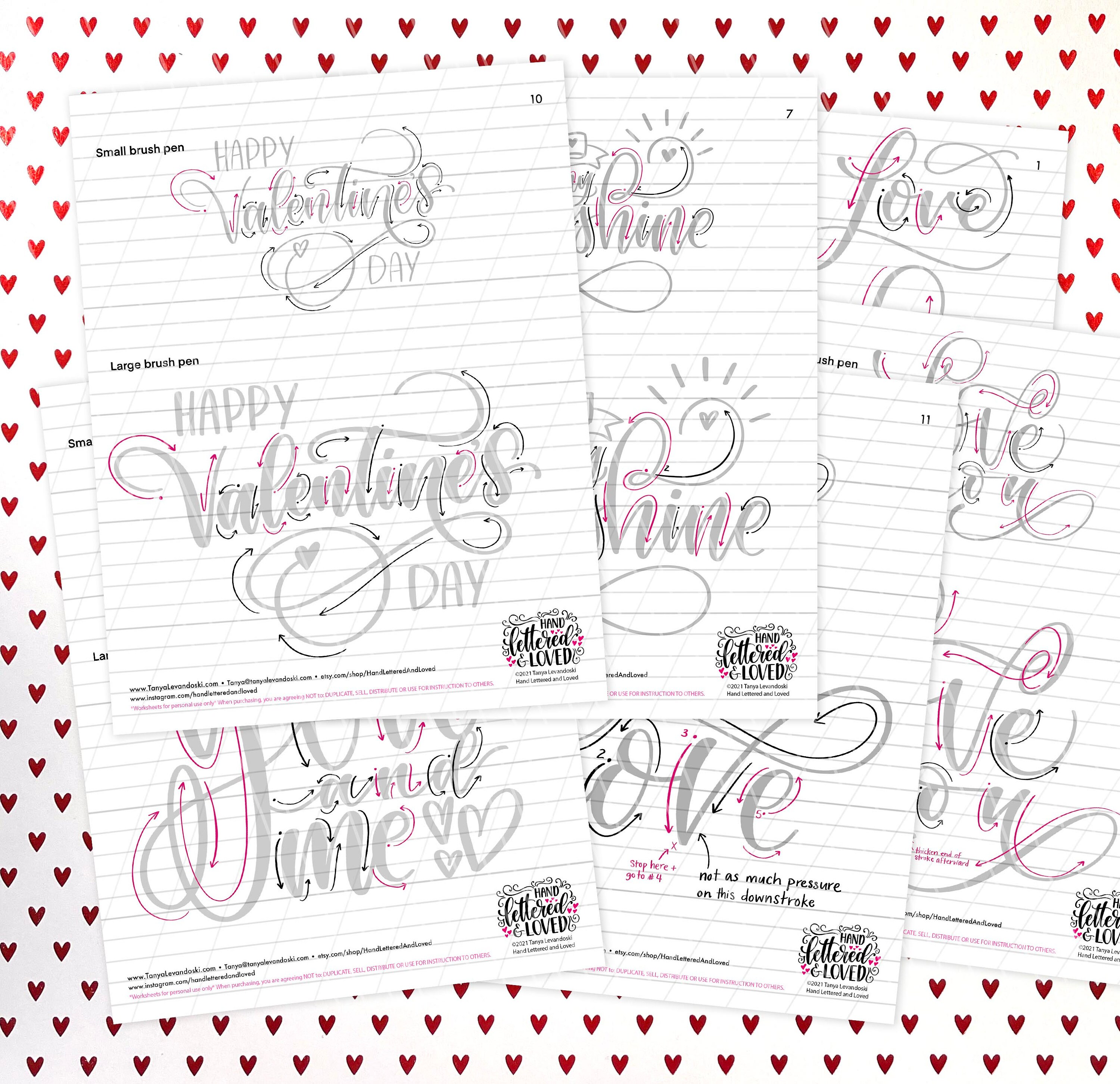 Brush Lettering Tracing Templates Modern Brush Calligraphy Worksheets ...