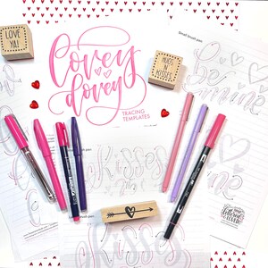 Brush Lettering Tracing Templates Modern Brush Calligraphy Worksheets ...