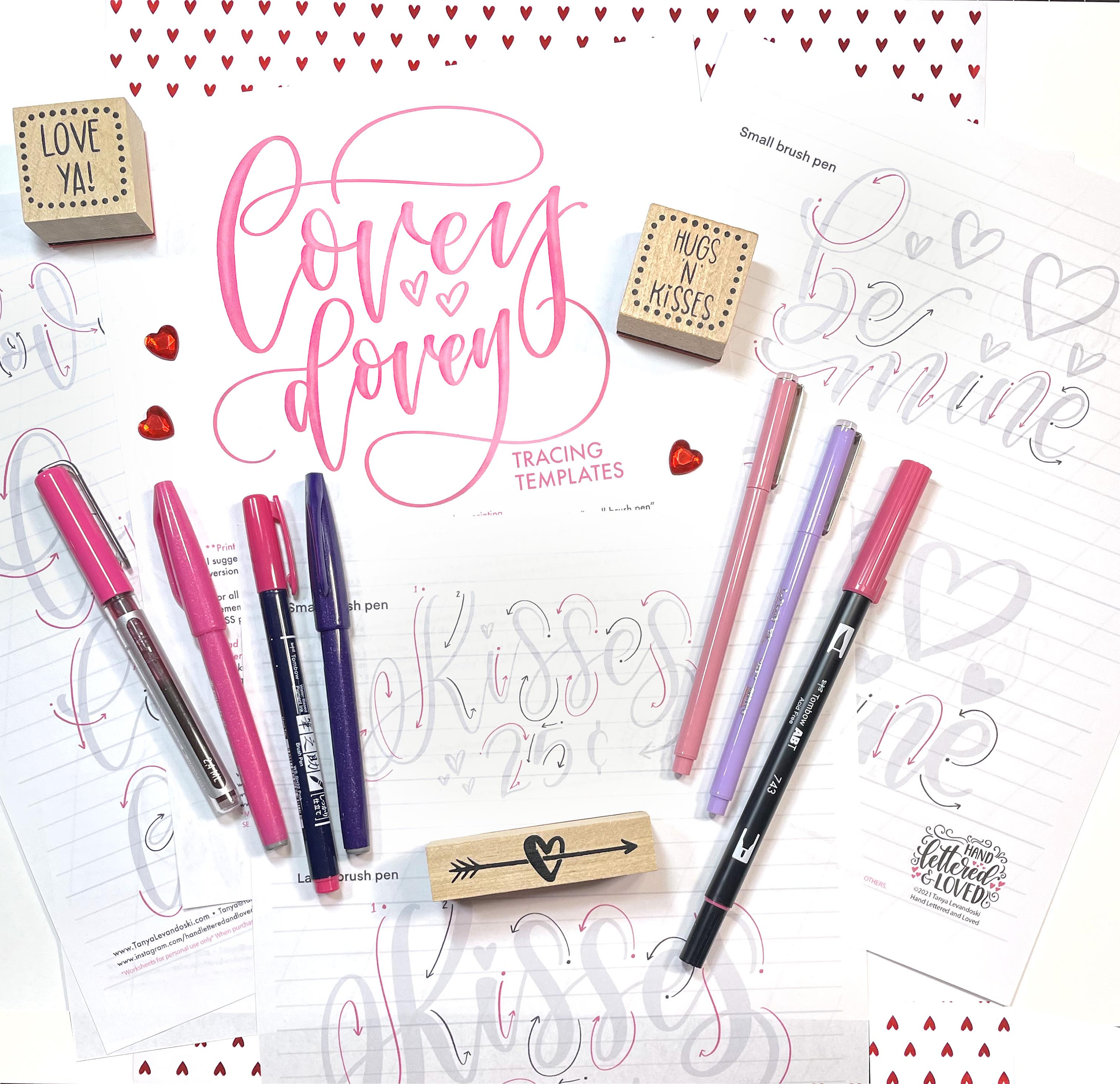 Brush Lettering Tracing Templates Modern Brush Calligraphy Worksheets ...