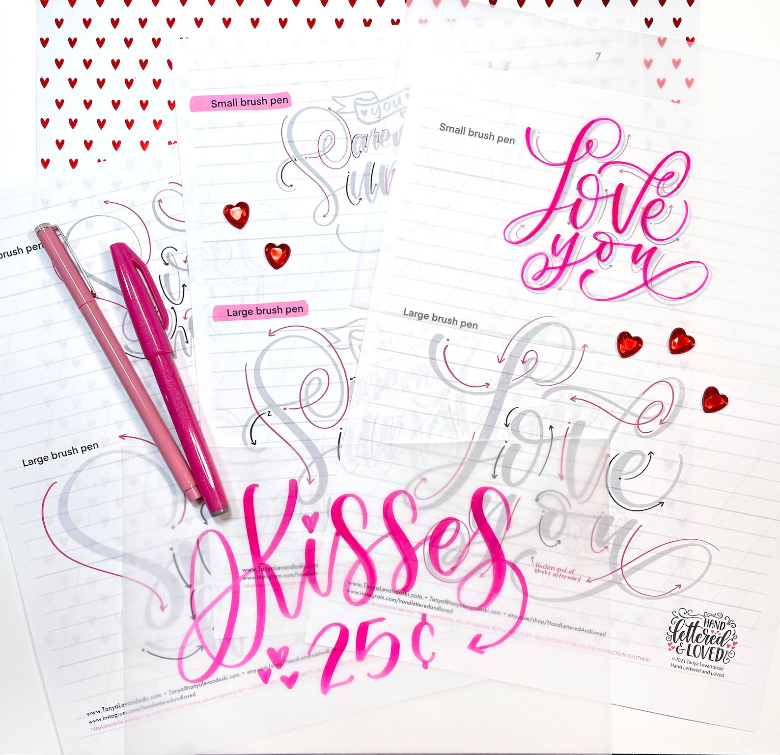 Brush Lettering Tracing Templates Modern Brush Calligraphy Worksheets ...