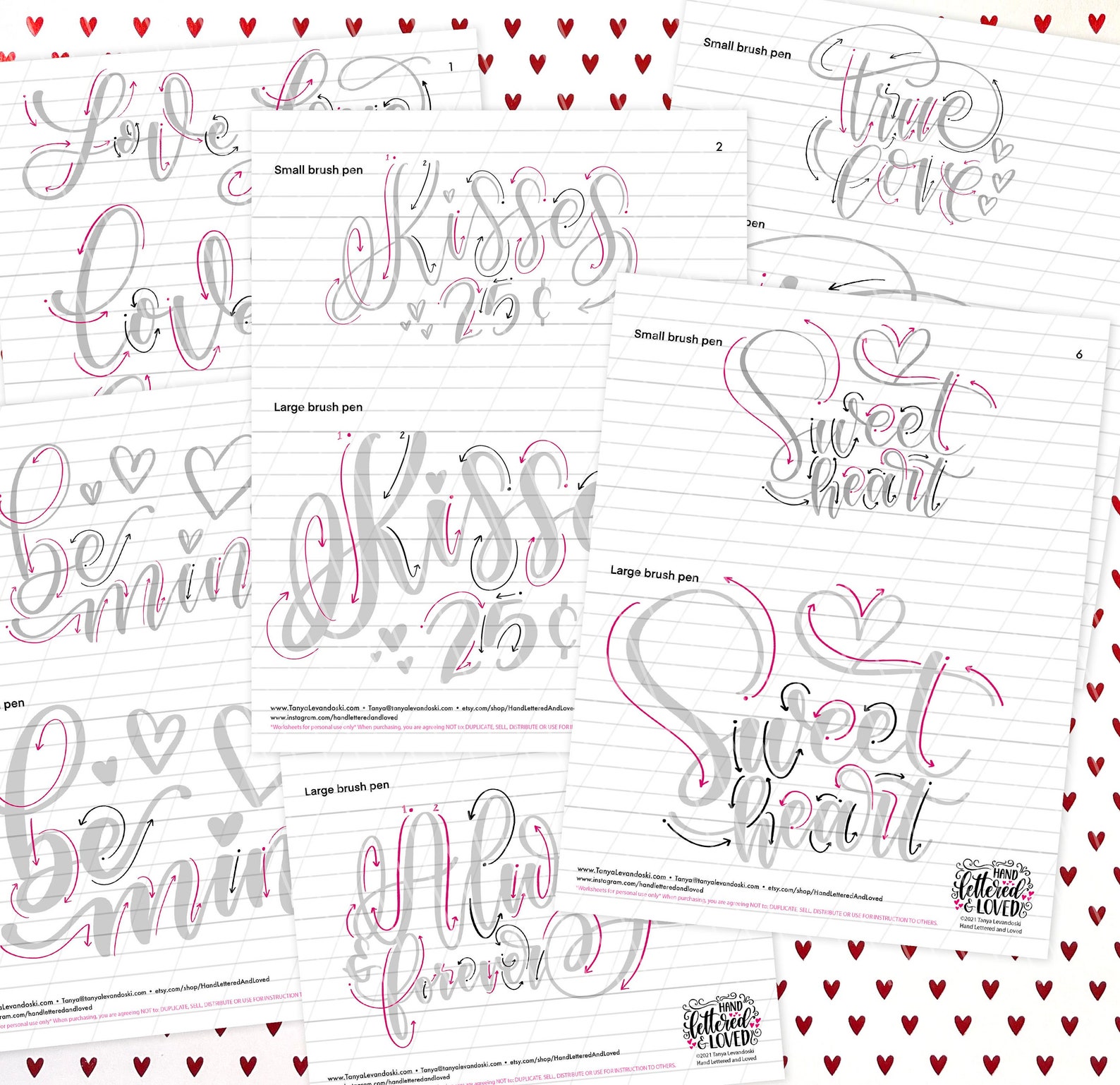 Brush Lettering Tracing Templates Modern Brush Calligraphy Worksheets ...