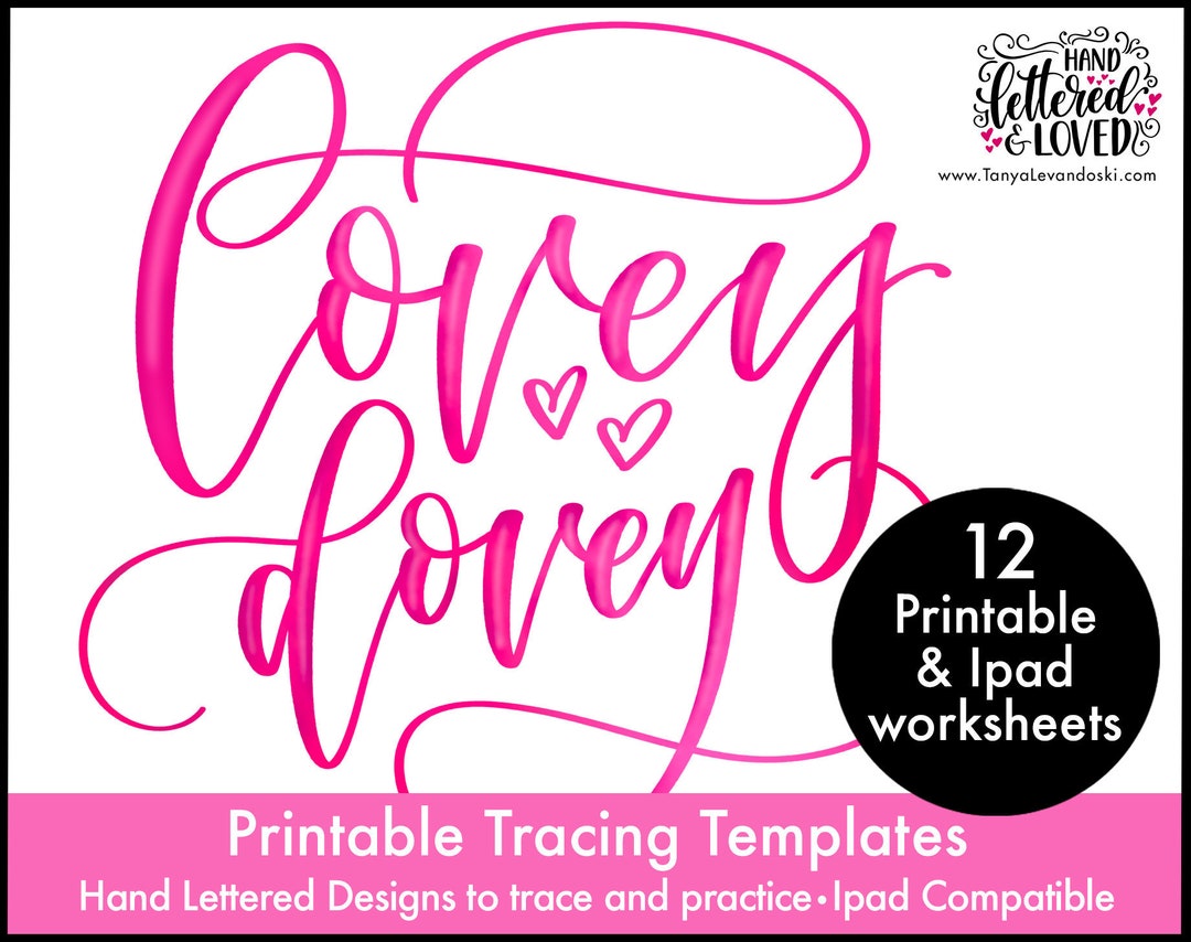 Brush Lettering Tracing Templates Modern Brush Calligraphy Worksheets ...