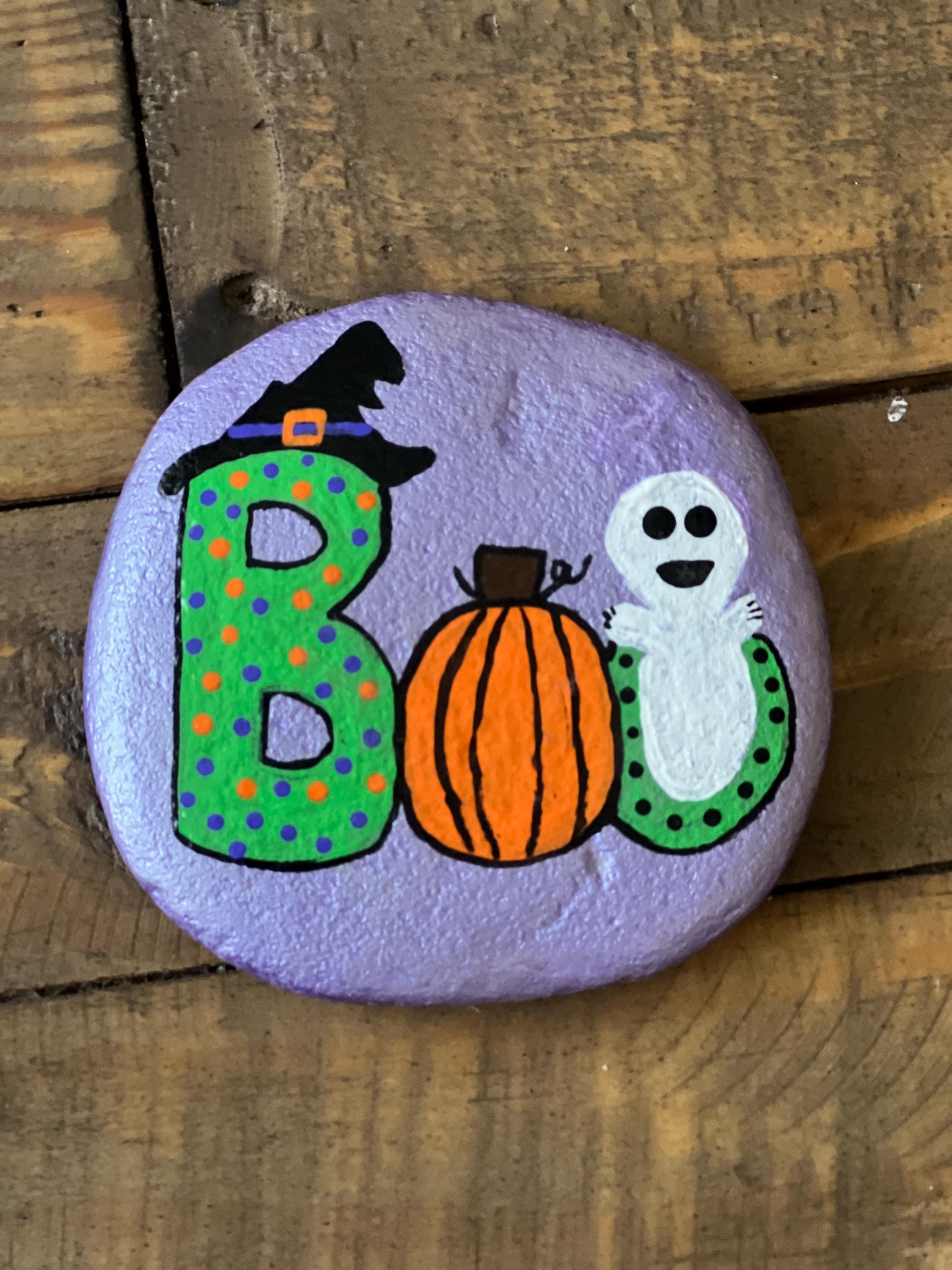 Halloween Boo Hand Painted River Rock - Etsy