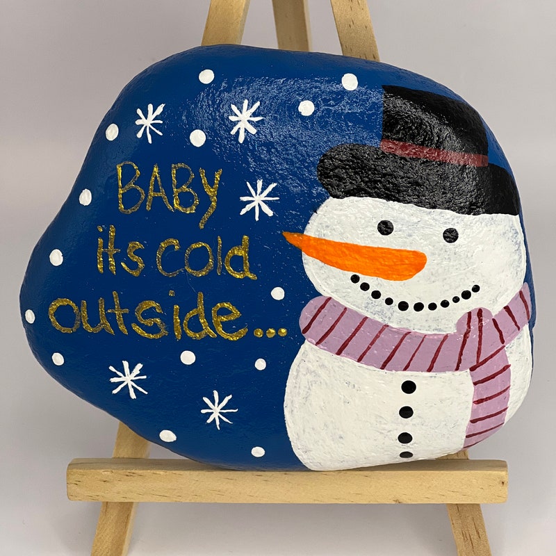 Painted Snowman Rocks - Etsy