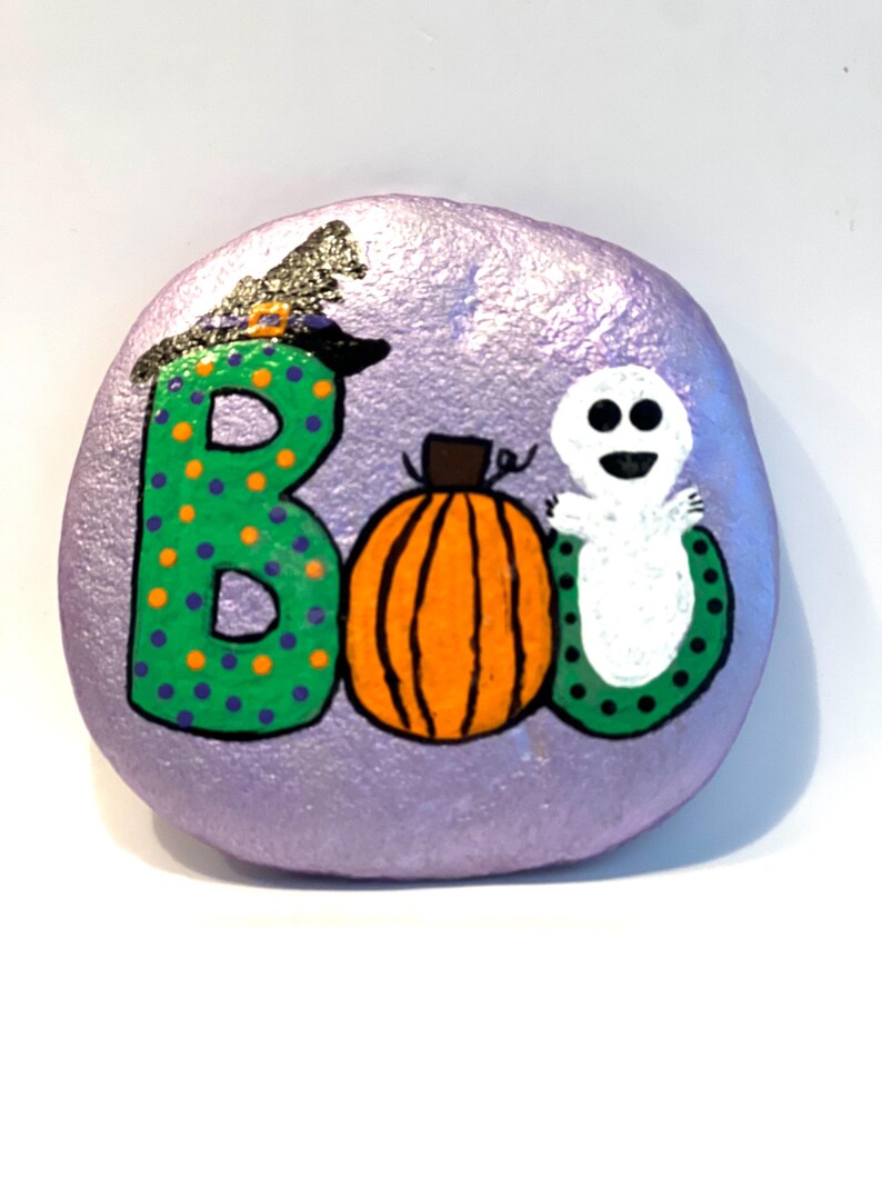 Halloween Boo Hand Painted River Rock - Etsy
