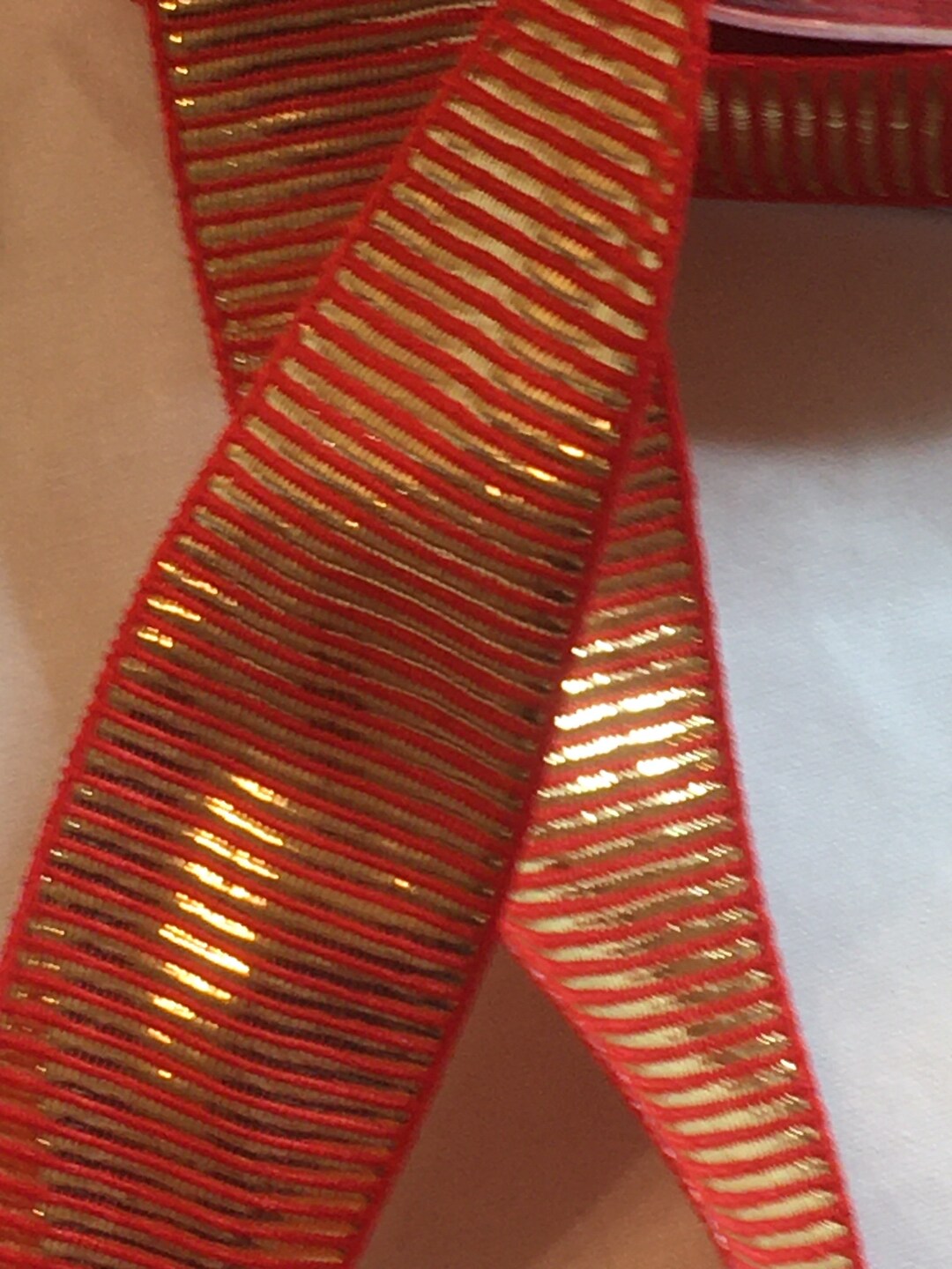 Grosgrain Ribbon, Metallic, Red and Gold Color, Width 25 Mm - Etsy