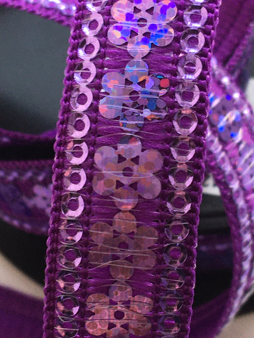 Galon Sequins Flowers, Violet Color, Width 18 Mm - Etsy