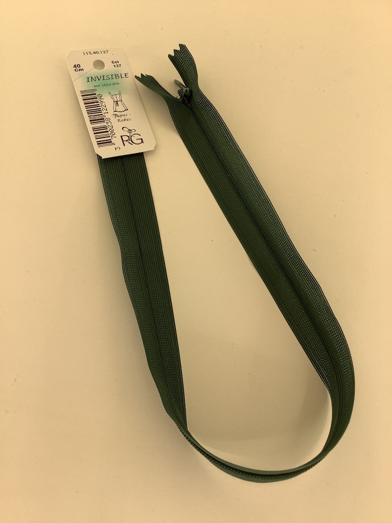 Zipper, Invisible, Green Color (137), Length 40 Cm - Etsy