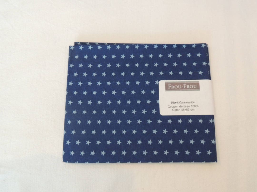 Fabric Cotton Light Blue Patch Stars Navy Blue Background - Etsy