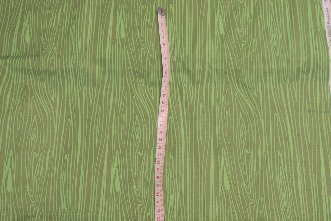 Cotton Fabric Remnant, Green Background, Tree Trunk Pattern - Etsy