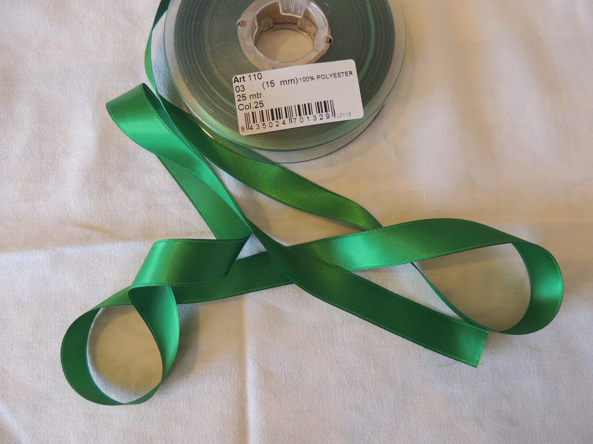 Ribbon Satin ribbon 10mm Jade green sold by the meter Papercraft ...
