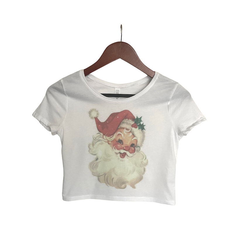 Christmas Crop Top Vintage Santa Crop Top Retro Faded Top - Etsy