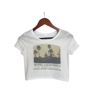 Band Tee Vintage Retro Distressed Crop Top, Hotel California Short ...