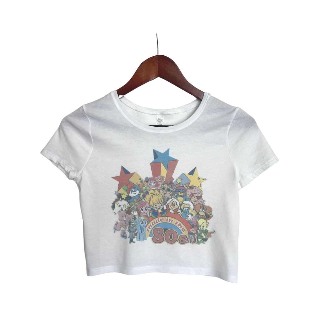 80s Cartoon Crop Top: Retro Distressed Fitted Tee - Etsy