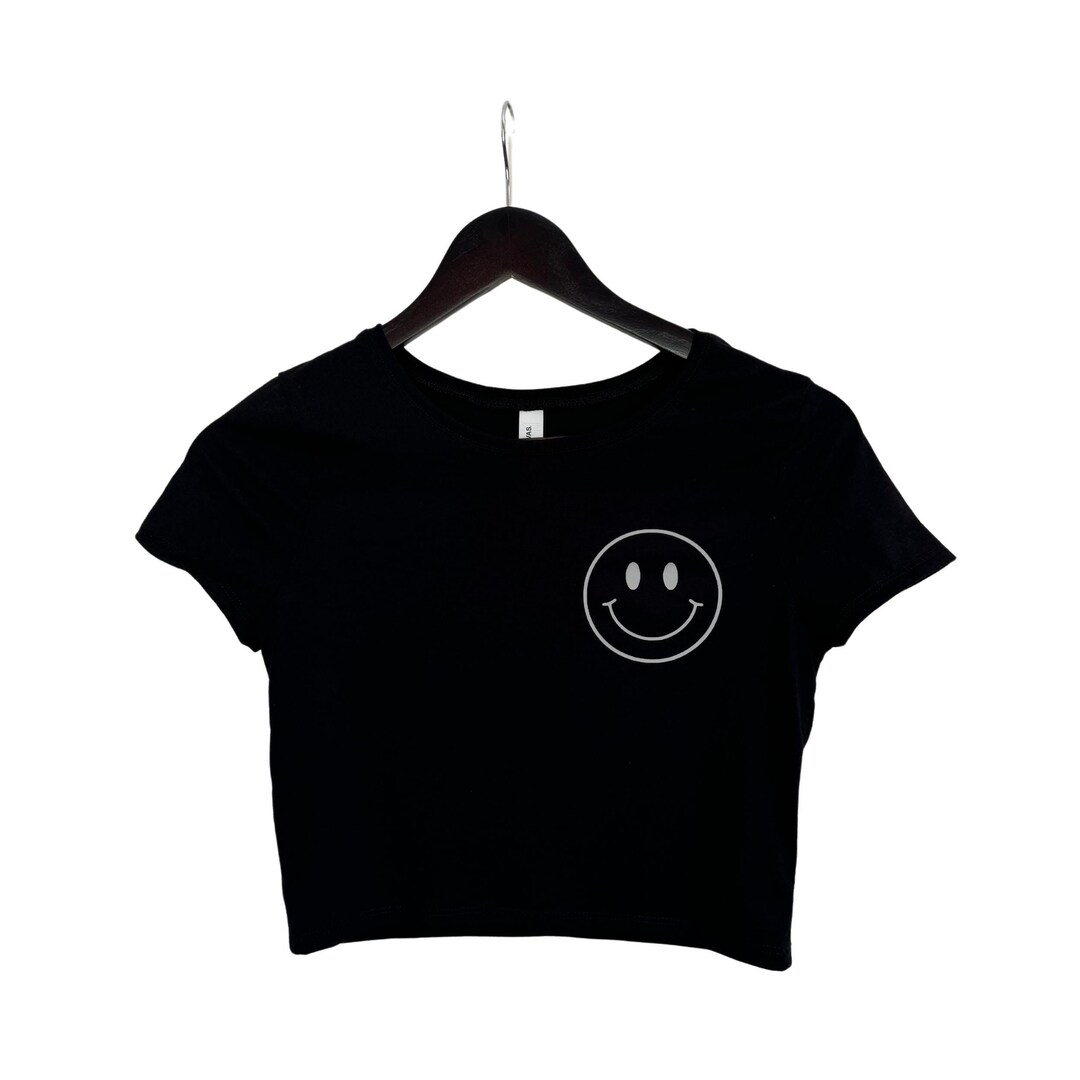 Smiley Face Crop Top, Happy Crop Top, Vintage Smiley Face Crop Top ...