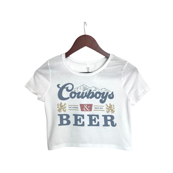 Cowboys and Beer Vintage Distressed Crop Top Crop Tops Women | Etsy