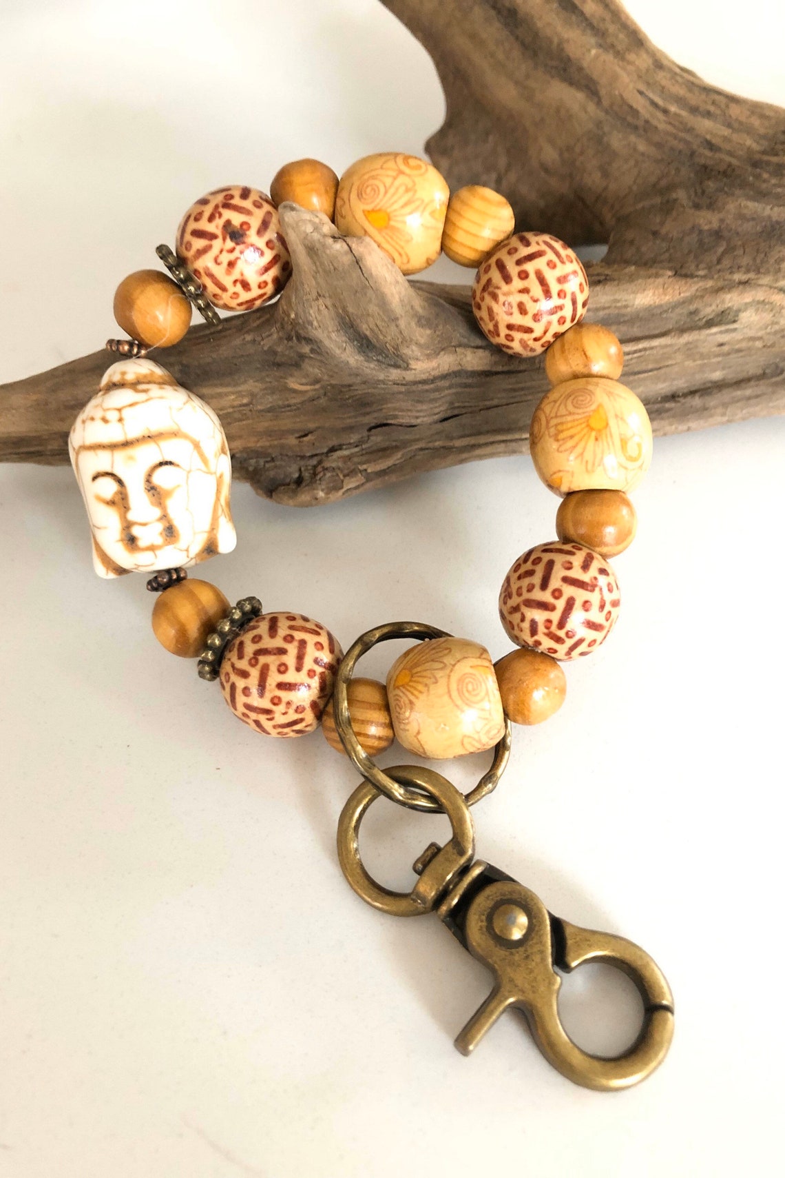 Buddha keychain bracelet / Keychain you wear on your wrist. | Etsy