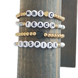 Teach Bracelet /teacher Jewelry /teacher Gifts/ Pencil Bracelet/beaded ...