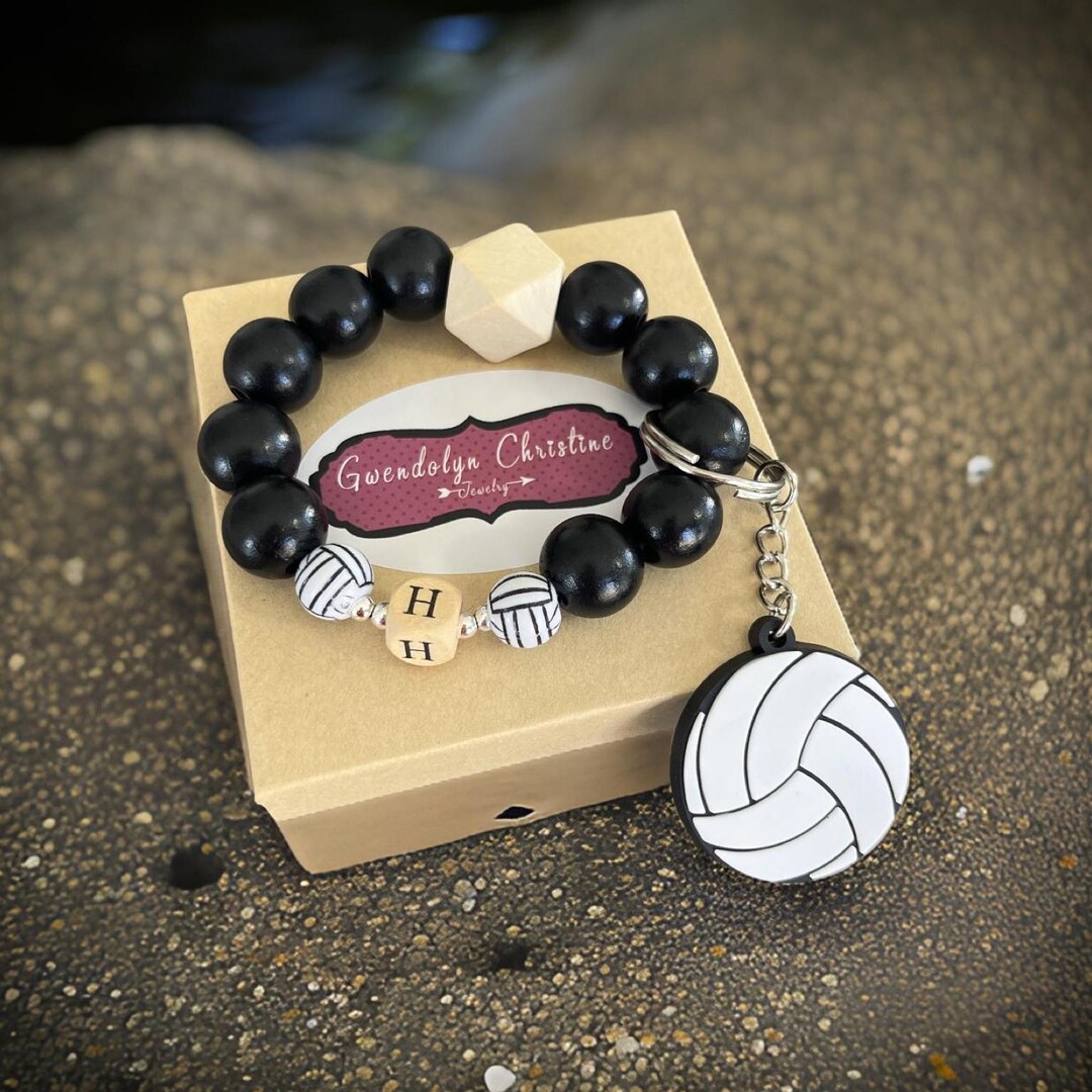 Personalized Volleyball Keychain Bracelet/volleyball Gift/team Gift ...