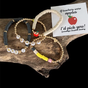 Teacher Bracelets/teacher Gifts/ Pencil Bracelet/heishi Bracelets/ Name Bracelet/teacher ...