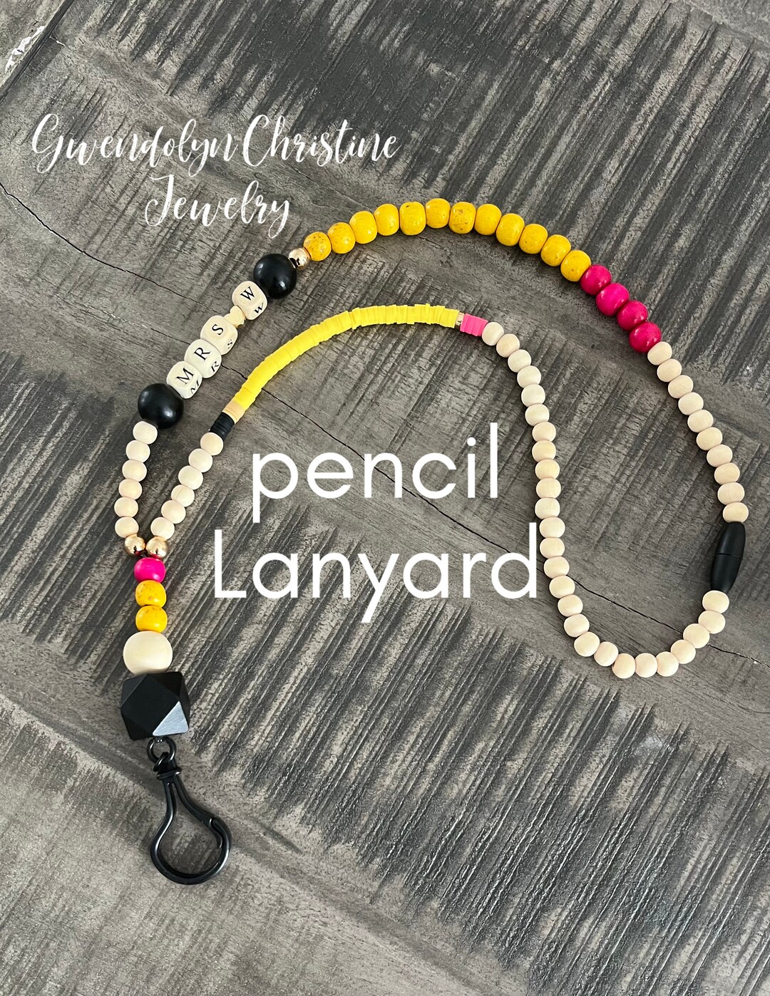 Teacher Gifts/ Wood Bead/teacher Lanyard/teacher Appreciation/ ID ...