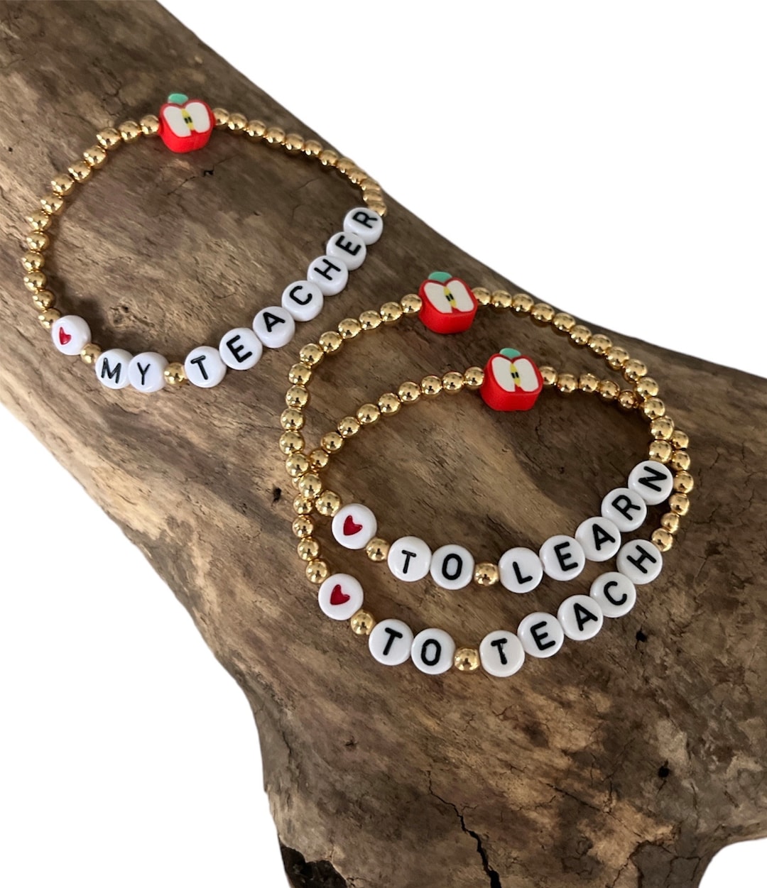 Teacher Gifts /teacher Jewelry / Apple Bracelet/beaded Bracelets/ Name ...