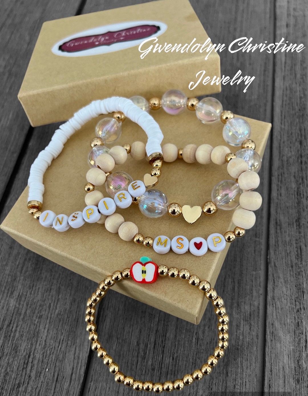 Teach Bracelet Teacher Bracelets/teacher Gifts/ Teacher Appreciation /heishi Bracelets/ Name ...