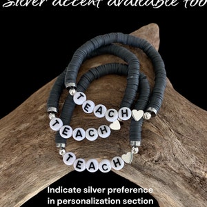 Teacher Bracelets/teacher Gifts/ Pencil Bracelet/heishi Bracelets/ Name Bracelet/teacher ...