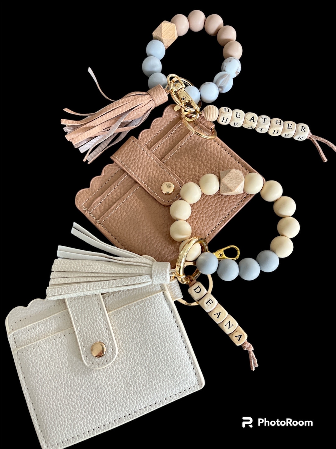 Silicone Bead Keychain Bracelet Wallet/ Beaded Wristlet Keychain ...