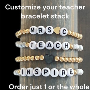Teach Bracelet /teacher Jewelry /teacher Gifts/ Pencil Bracelet/beaded ...