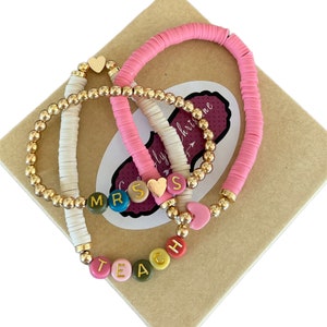 Teacher Gifts/teacher Appreciation /teacher Jewelry/ Teacher Gifts/ Teacher Bracelet/heishi ...