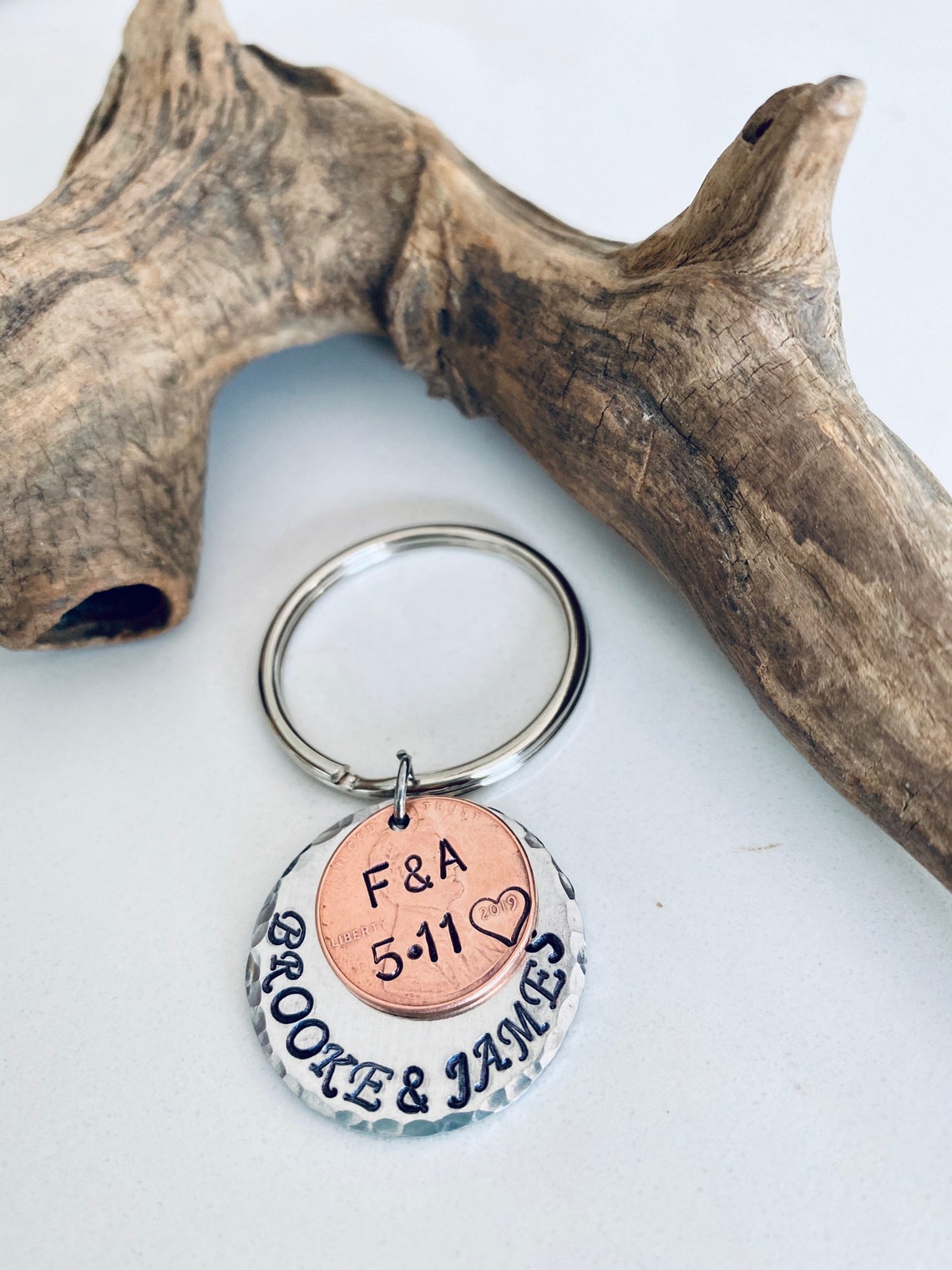 Anniversary Stamped Penny Keychain Couples Keychain Forever - Etsy