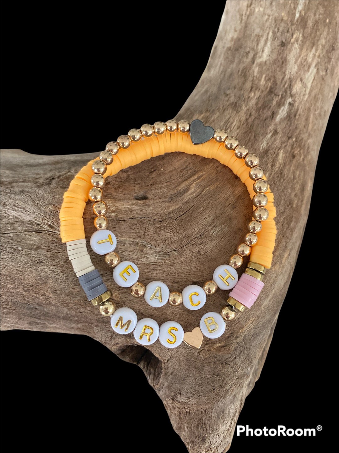 Teach Bracelet Teacher Bracelets/teacher Gifts/ Pencil Bracelet/heishi Bracelets/ Name Bracelet ...