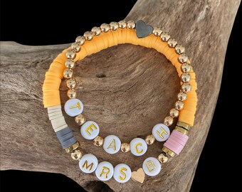 Teacher Pencil Beaded Bracelet - Etsy