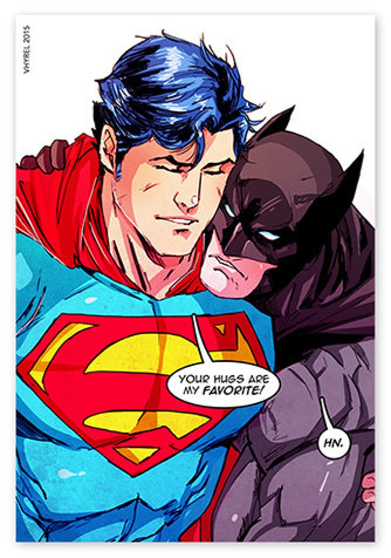 Superman & Batman Hug Art Print Poster Super Hero Digital Art | Etsy