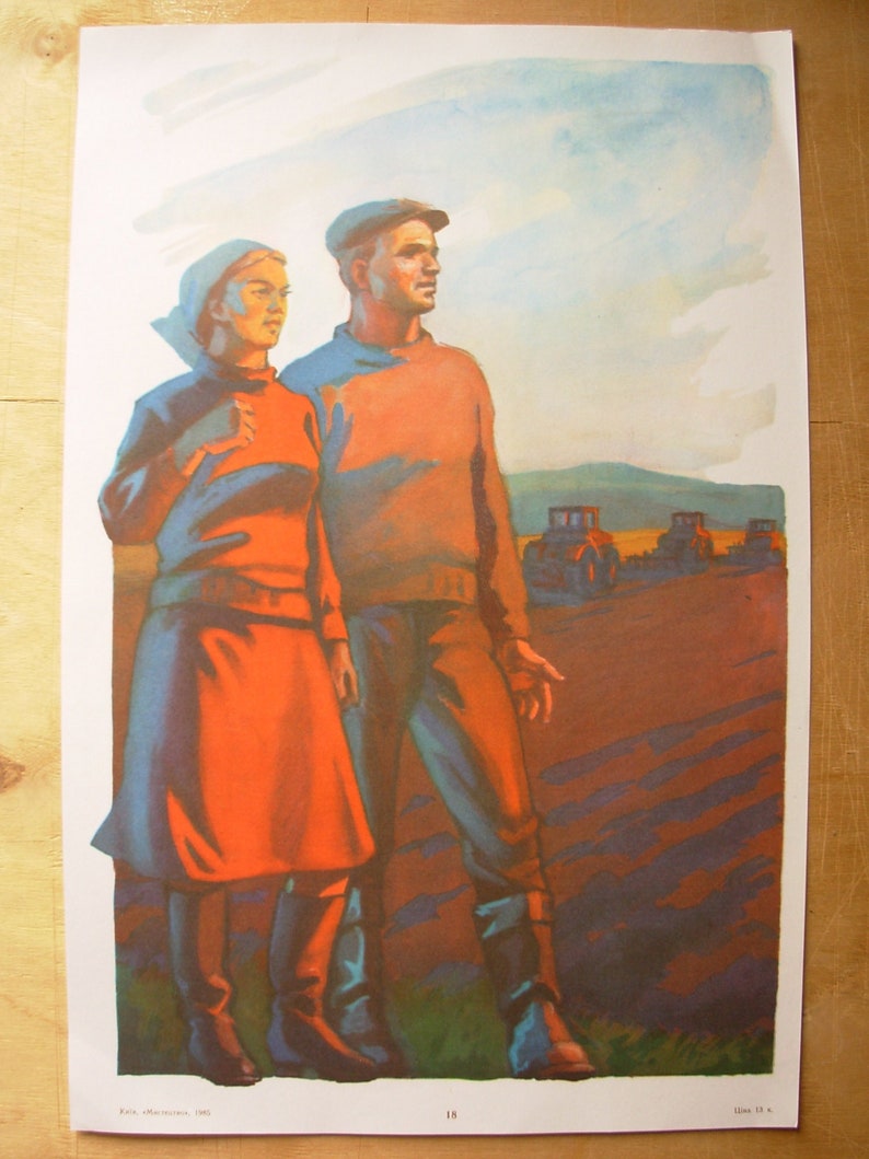 Soviet Ukrainian POSTER Honor to Labor Social Realism USSR Agitation ...
