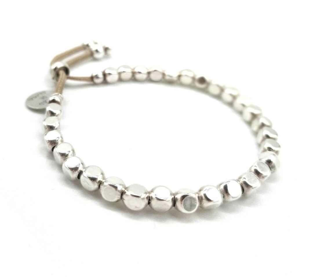 BRACELET mayan Genesis 5/4mm Rectangle Beads _ Arg925 & Adjustable Cord ...