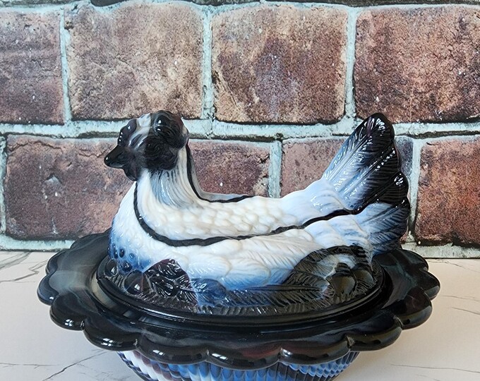 Vintage Mosser Slag Glass Hen on Nest - Etsy
