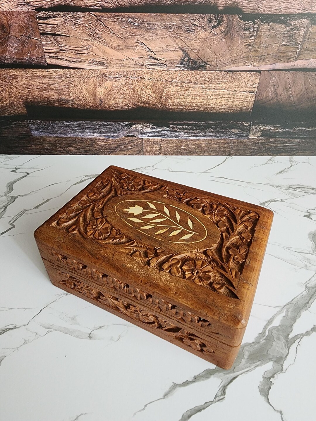 Vintage Hand Carved Wood Trinket Box - Etsy