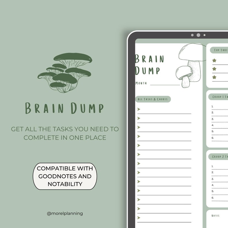 Brain Dump | Template for Goodnotes/notability, To-do List - Etsy