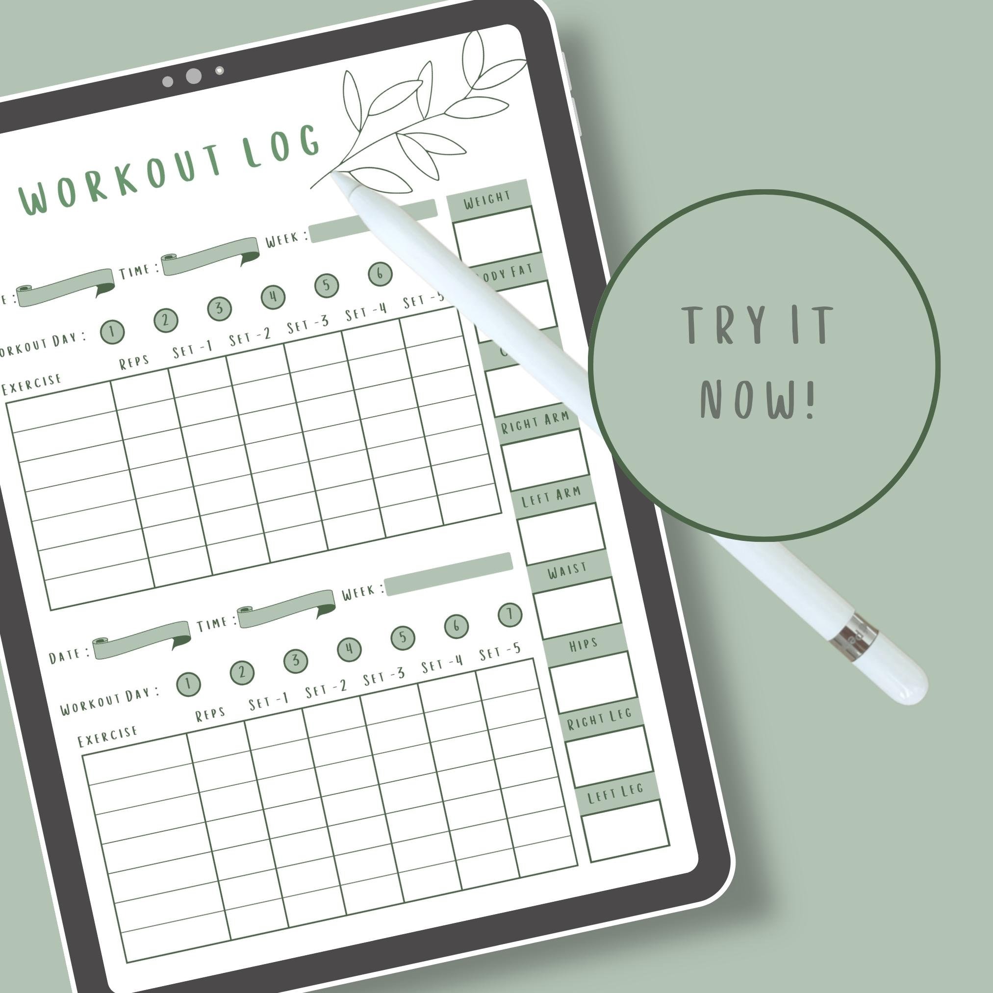 Workout Tracker | Template for Goodnotes/notability, Weight ...