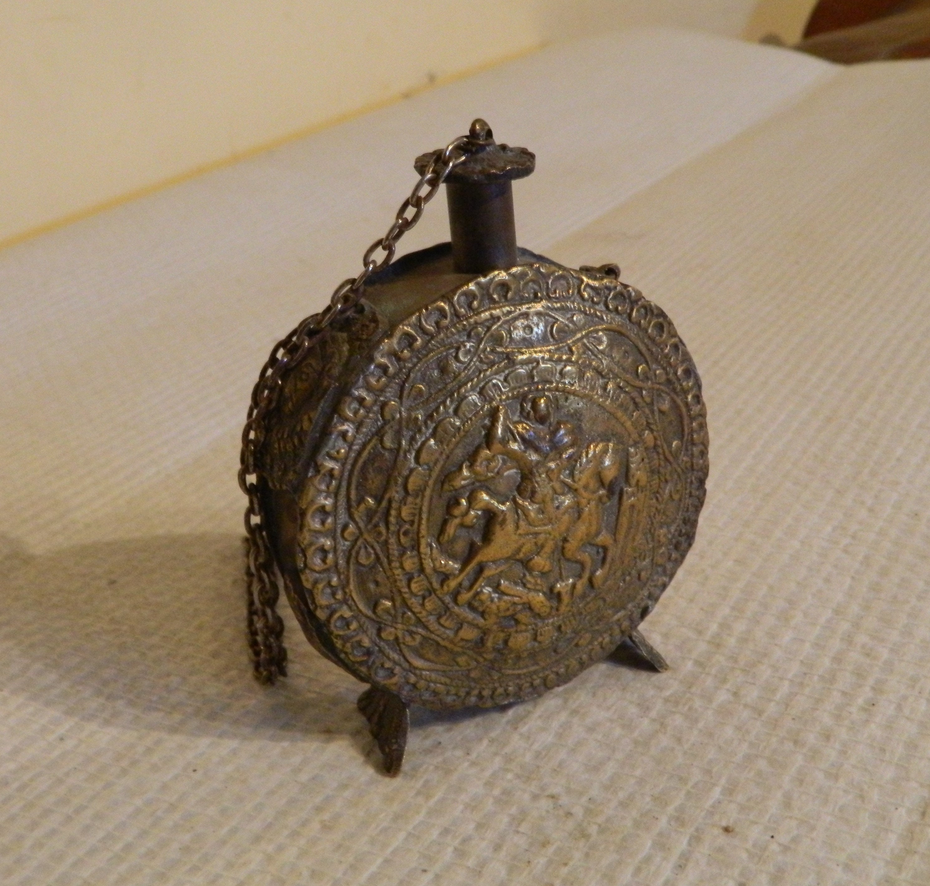 Brass Powder Flask, Powder Flask, Brass Flask, A Brass Powder Flask ...