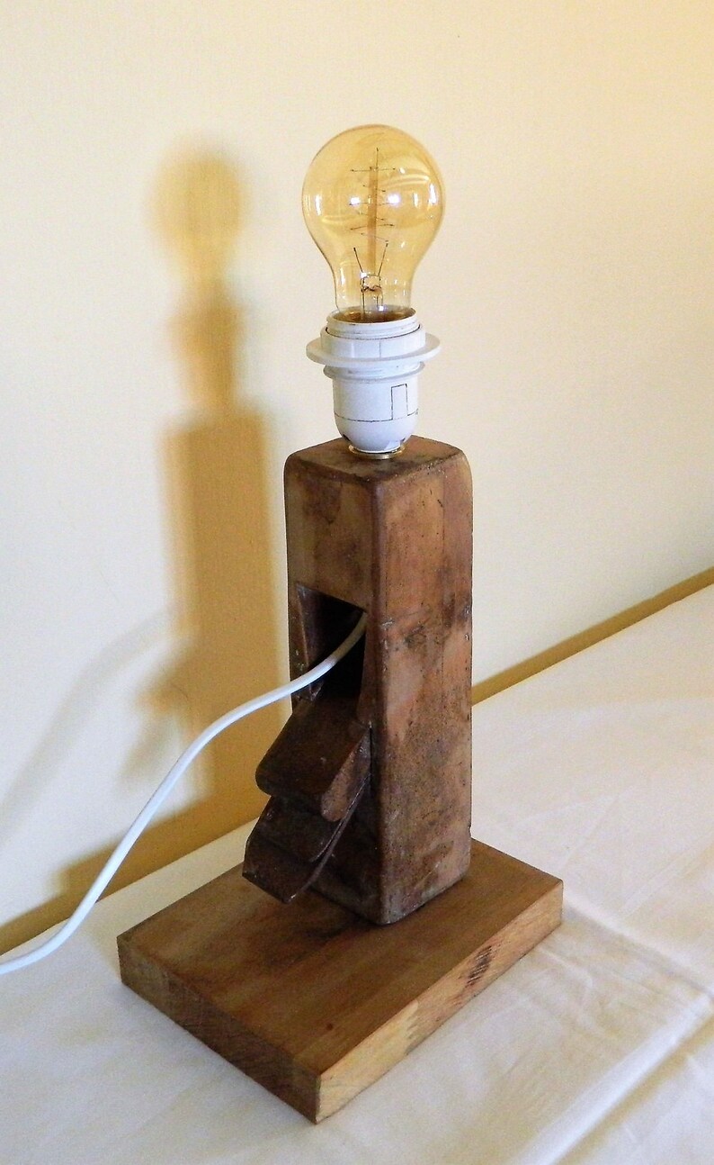 Wood Light, Wood Lamp, Desk Light, Table Light, Wood Lamp, Vintage ...