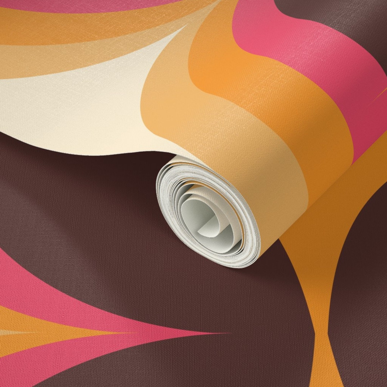 70s Retro Vintage Diamonds Wallpaper in Brown, Gold & Pink, Peel Stick ...
