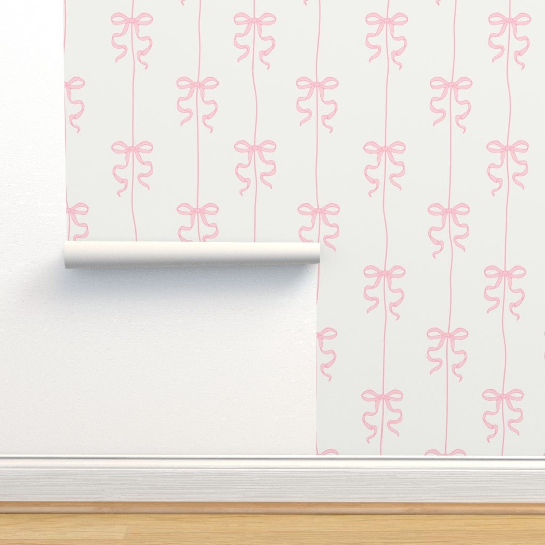 Pink Bows Removable Wallpaper, Kids Girl Bedroom Decor - Etsy UK