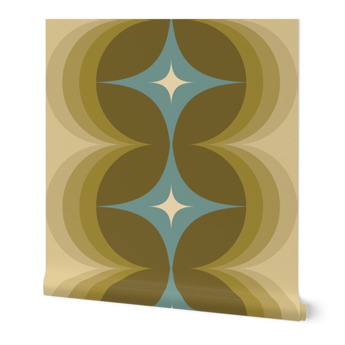 70s Retro Vintage Diamonds Wallpaper in Olive Green and Retro Blue ...