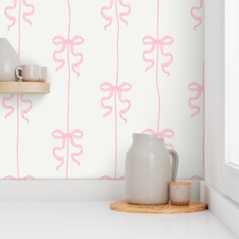 Pink Bows Removable Wallpaper, Kids Girl Bedroom Decor - Etsy UK